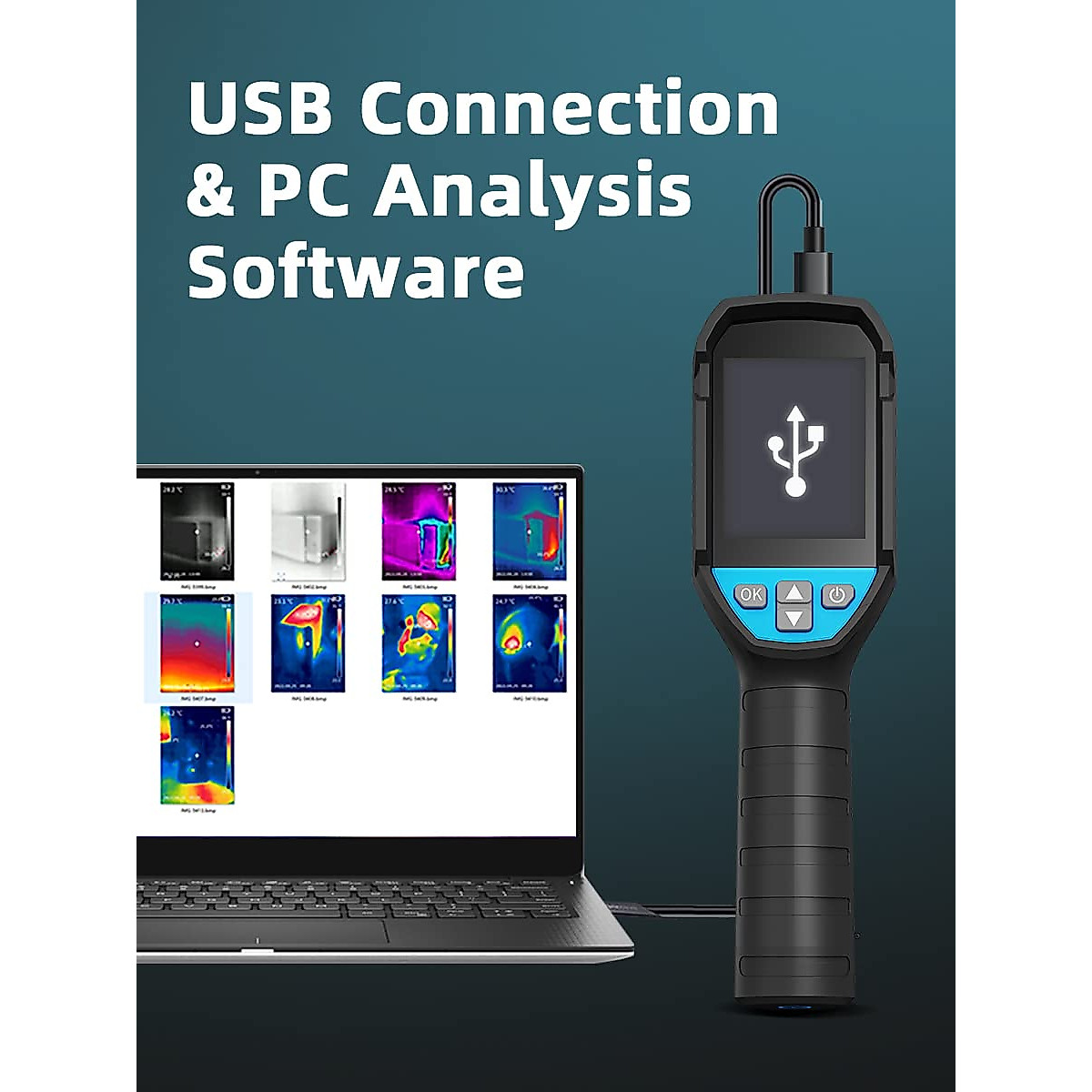 ACEGMET TR120E Thermal Imaging Camera, 120 x 90 IR Resolution Handheld Thermal Camera 10800 Pixels, 25 Hz Refresh Rate Thermal Imager with Laser Pointer, 2.4" LCD Screen, IP54, -4°F~752°F Range