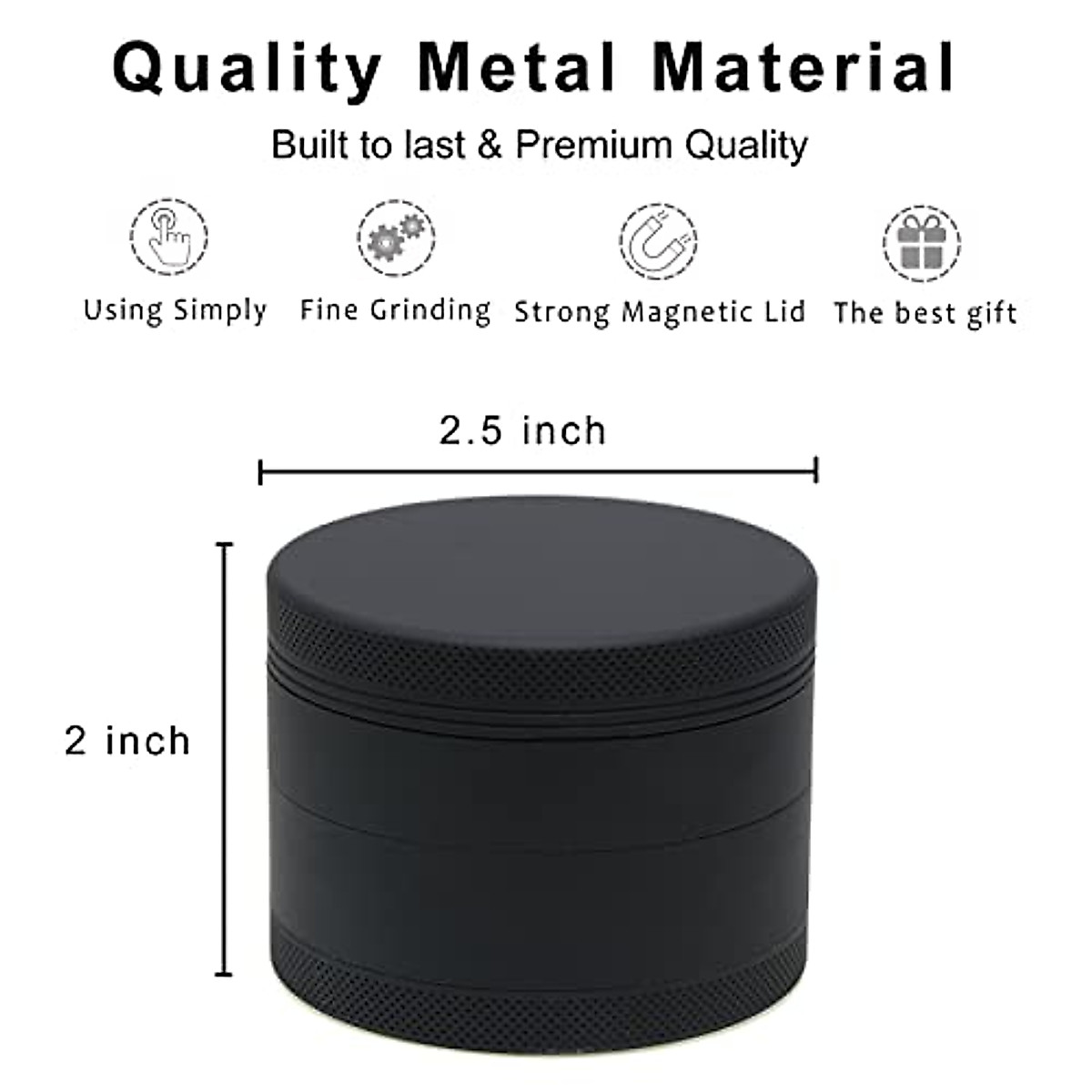 Spice Grinder, Aluminum Alloy, Silicone Matte Off Black,2.5 inches