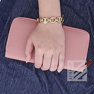 Solid Color Zipper Wallet Vegan Leather Ladies Wallets - Pink