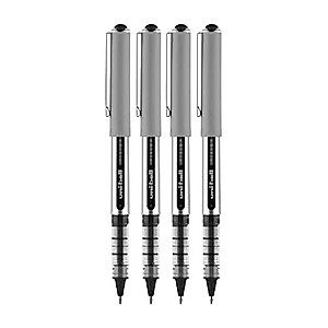 uniball Vision Rollerball Pens with 0.7mm Fine Point, Black, 4 Count