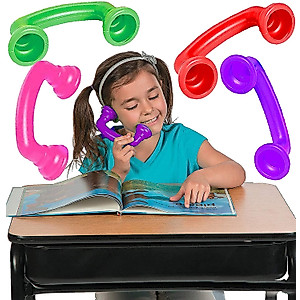 4E's Novelty Whisper Phones for Reading - Pack of 4 - Auditory Feedback, Hear Myself Sound Phone - Accelerate Reading Fluency, Comprehension & Pronunciation - Speech Therapy Materials Toys