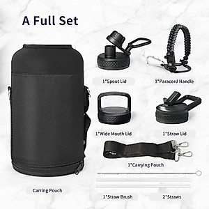 Trebo Water Bottle 64oz with Paracord Handle, Half Gallon Food-grade Double Wall Vacuum Stainless Steel Insulated Jug with Straw Spout Handle Lids, Leakproof Keep Cold & Hot Ombre: Dark Gray