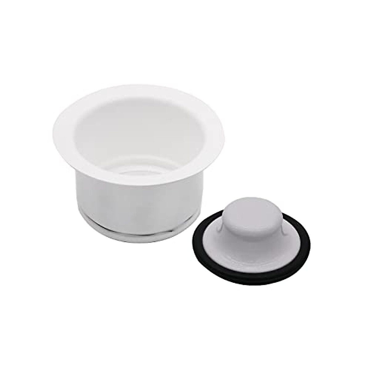 Westbrass CO2195-50 Combo Pack 3-1/2" Wing Nut Twist Style Large Kitchen Sink Basket Strainer and Extra-Deep Collar Kitchen Sink Waste Disposal Flange with Stopper, Powder Coat White