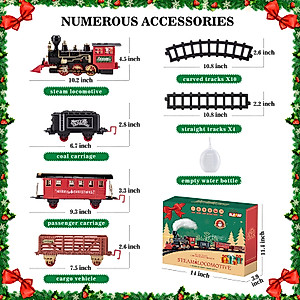 OleFun Train Set, Electric Train with Water Steam, Sounds & Lights, Model Christmas Train Set for Under The Tree, Railway Kit Gifts for 3, 4, 5, 6, 7, 8+ Year Old Boys & Girls