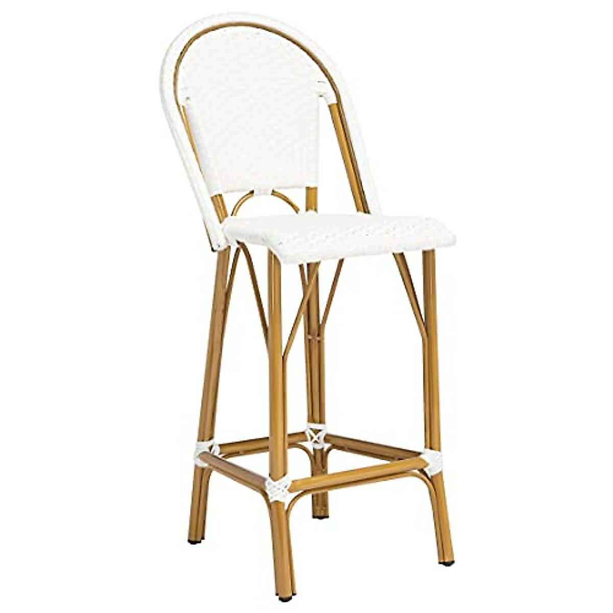 SAFAVIEH PAT4008C Outdoor Collection Ford White French Bistro 30-inch Bstro Bar Stool