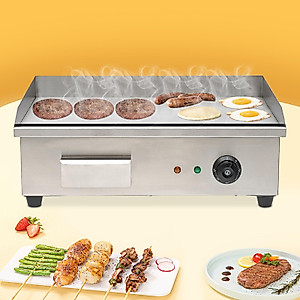 Professional Electric Griddle Commercial Electric Griddle Flat Top Grill Hot Plate Commercial Grill BBQ Electric Countertop Griddle for Restaurant Kitchen 548x350mm 110V