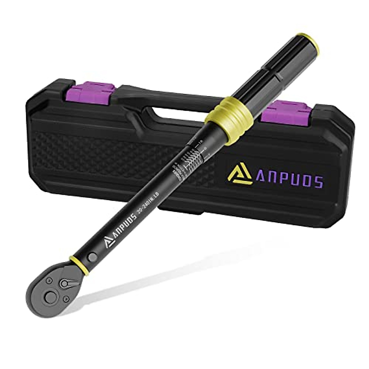 ANPUDS 1/4 Inch Drive Click Torque Wrench, 20-240 in.lb/2.3-27.1 Nm, Small Bike Torque Wrench, Lightweight 72-Tooth Dual-Direction Inch Pound Torque Wrench, MTB Mountain Road Bicycle Maintenance Tool