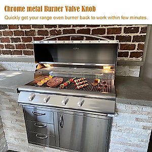 Chrome Knob Dial for Gas Control Valve, Fit for D-Shape Valve Stem Design Gas Control Valve Stove Range Oven Griddle Char Broiler - Replacement for Gas Stove Range Knobs