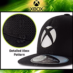 Microsoft Xbox Baseball Hat, Skater Adult Snapback Cap with Flat Brim, Baseball Cap, Black, One Size