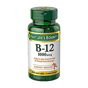 Nature's Bounty Vitamin B12, Supports Energy Metabolism, Tablets, 1000mcg, 200 Ct