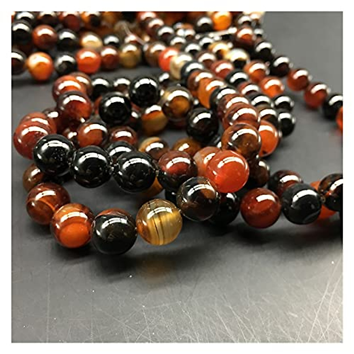 NHBT YU 1 Strand Dia 4 6 8 10 12mm Natural Stone Beads Good Lucky Agates Beads for DIY Jewelry Making Fitting Bracelet Earrings Material T715 (Item Diameter : 6mm 63pcs)