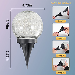 HOFLYW Outdoor Decor Solar Lights Garden Lights Solar Globe Lights Solar Balls for Garden Pathway Lights Solar Garden Decor 3 Pack for Decorations Lawn (Medium 3 Pack, Warm White-3)