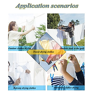 BanYakong Clothesline Clothes Drying Rope Portable Travel Clothesline Adjustable for Indoor Outdoor Laundry Clothesline, Perfect Windproof Clothes Line, Hanger for Camping Travel & Home Use(White)