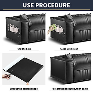 ONine Leather Repair Patch，Leather Repair Tape, 12 x 48 inches Leather Repair Patch for Furniture,Vinyl Repair Kit，Leather Couch Patch，for Sofas, Furniture, Car Seats, Office Chairs(Black)