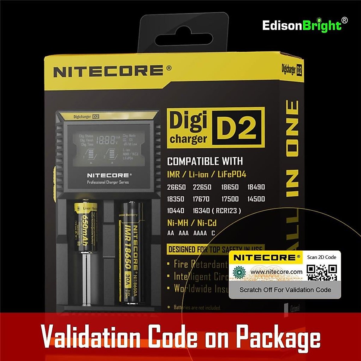 Nitecore D2 smart Charger 2015 version with LCD display For Li-ion, IMR, LiFePO4 26650 22650 18650 17670 18490 17500 18350 16340 RCR123 14500 10440 Ni-MH And Ni-Cd AA AAA AAAA C Rechargeable