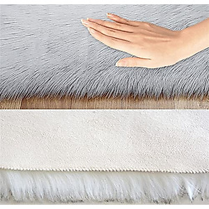 Lifup Soft Fluffy Non-Slip Faux Fur Sheepskin Area Rug for Living Room Bedroom Home Décor Brown 11.8 x 27.6 inch
