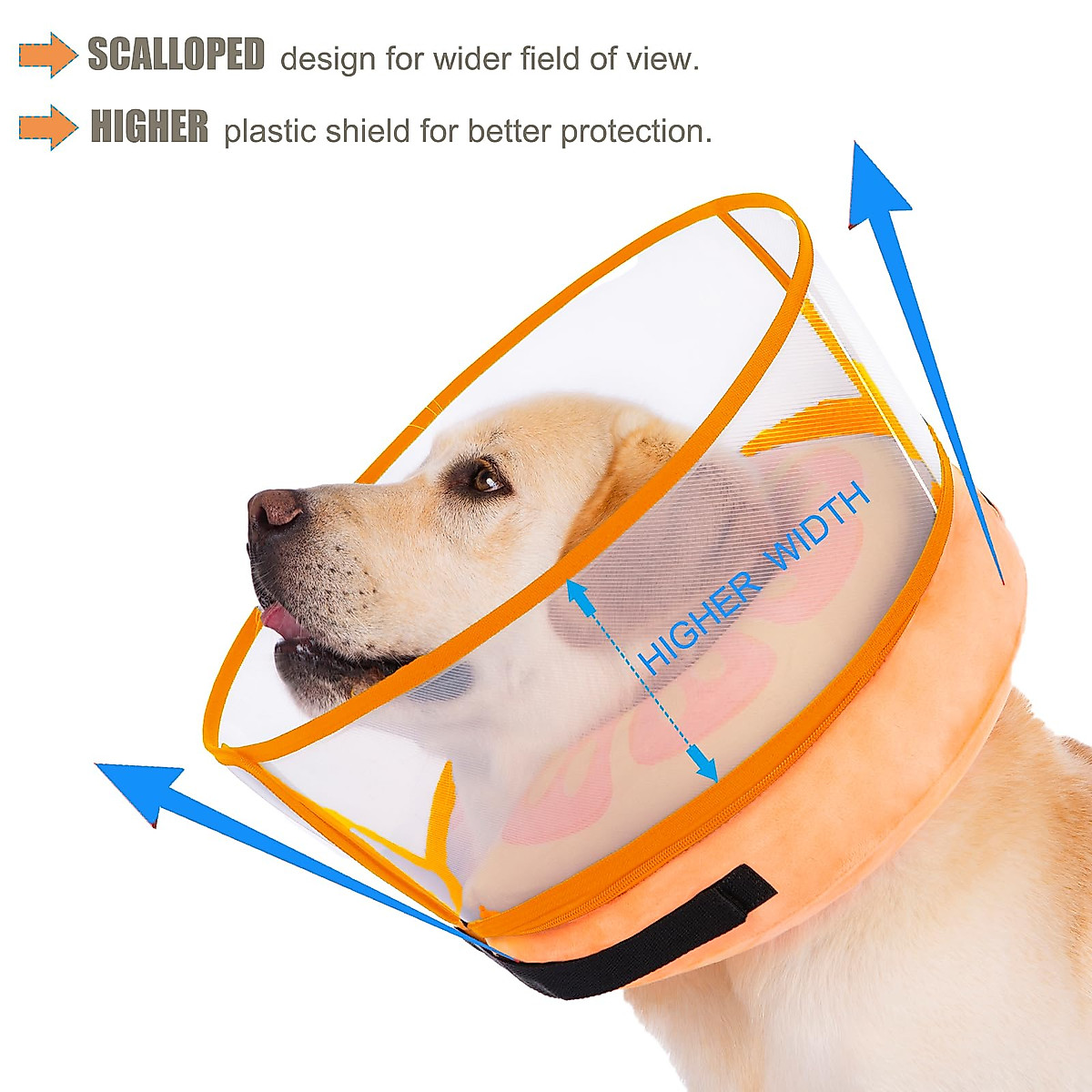 Inflatable Dog Cone Collar for Large Medium Small Dogs, Soft Dog Donut Collar Adjustable Recovery Cone for Pets After Surgery, Extra Enhanced Anti-Licking Guard Shield for Pets (X-Large, Orange)
