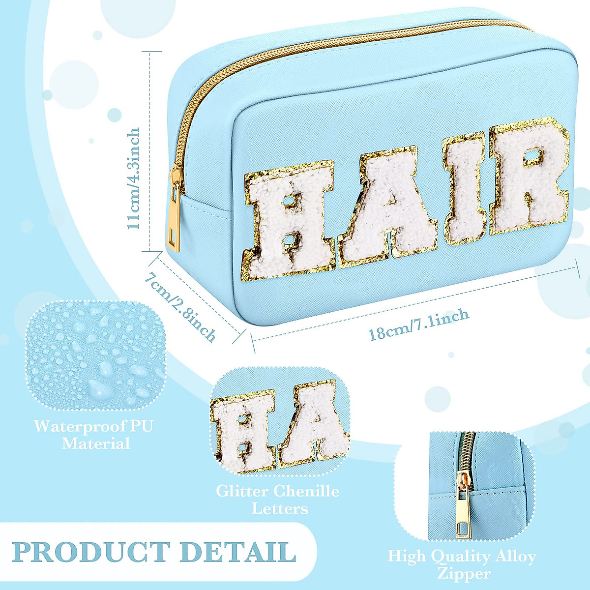 Sanwuta 4 Pcs Hair Face Skin Travel Bag Set Preppy Makeup Pouch PU Leather Skincare Bag Waterproof Cosmetic Organizer Birthday Christmas Gifts(Blue, Pink, Green, Purple,Fresh Style)