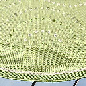 SAFAVIEH Courtyard Collection 5'3" Round Olive / Natural CY1906 Indoor/ Outdoor Waterproof Easy-Cleaning Patio Backyard Mudroom Area-Rug