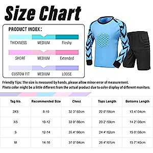 inhzoy Boys Goalkeeper Football Jersey Top and Shorts Sponge Pad Protective Soccer Goalie Keeper Uniform Kit Agate Red 8-10 Years