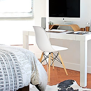 ZenStyle Set of 4 Dining Chairs Modern Style Diner Chairs, Mid-Century Shell Lounge Plastic Side Chair DSW Chair for Kitchen, Dinning Room, Living Room, Bedroom, White