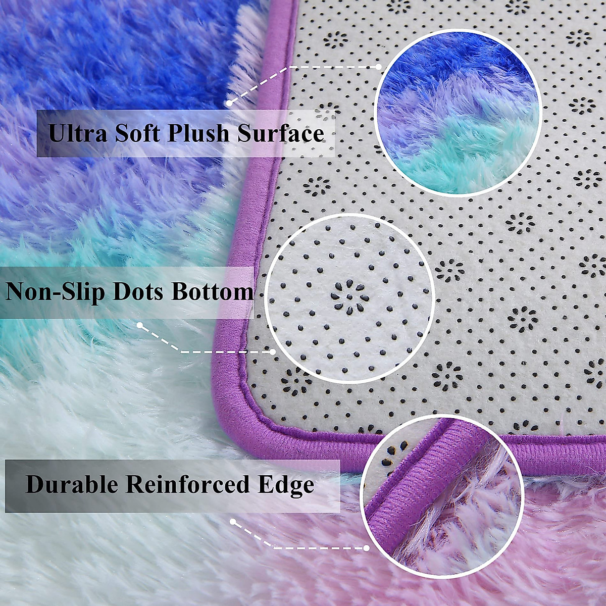 FGCOGOD Ultra Soft Shaggy Rug for Bedroom, 4 x 6 Feet Modern Tie Dye Area Rug, Purple Blue Fluffy Carpet for Living Room, Kids Girls Room, Bedside, Home Office, Nursery Indoor Decor