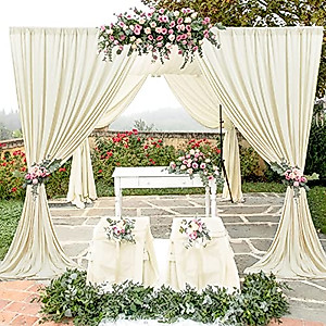 10x10 Ivory Backdrop Curtain for Wedding Parties Wrinkle Free Ivory Photo Curtains Backdrop Drapes Fabric Decoration for Baby Shower Photoshoot 5ft x 10ft,2 Panels