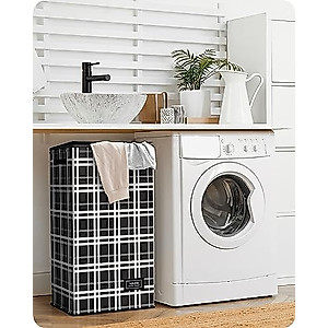 SOLEDI Laundry Hamper with Lid 100L Large & Tall Collapsible Laundry Baskets, Clothes Hamper with Bag Removable Easy to Carry, Dirty Hampers for Bedroom, Bathroom, Dorm, College