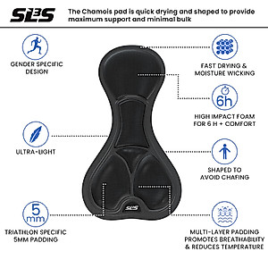 SLS3 Triathlon Shorts Men - Tri Short Mens - Men's Triathlon Shorts (Black, Medium)