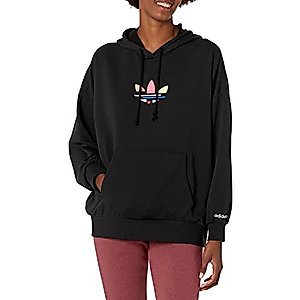 adidas Originals Women's Adicolor Shattered Trefoil Oversized Hoodie, Black, Medium
