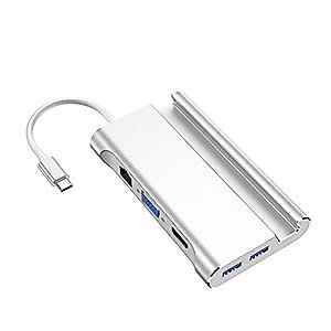 XUNMAIFHB Portable Docking Station,Type-c Turn hdmi+vga7 in 1 Docking Station USB c Conversion Network Card MacBook Accessories with Mobile Phone Bracket Fast Transmission