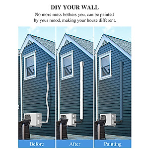 WEETALL 4'' 16 Ft Mini Split Line Set Cover with Flexible Pipe, Upgrade PP Heat-Resistant & Paintable, Central AC and Heat Pumps-Full Set, No Other Parts Needed