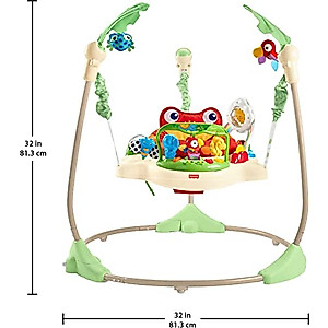 Fisher-Price Baby Bouncer Rainforest Jumperoo Activity Center with Music Lights Sounds and Developmental Toys