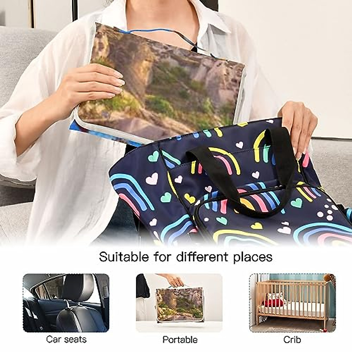 Hot Air Balloon Portable Diaper Changing Pad Waterproof Travel Baby Changing Pad Foldable Diaper Changing Mat for Newborn Girl Boy