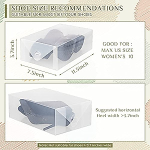 Set of 20 Clear Shoe Storage Boxes Stackable Shoes Organizer for Closet Shoe Organizer Plastic Shoe Containers Heavy Duty Shoe Bins Case for Boot Sneaker, 11.8 x 7.5 x 3.7 Inch