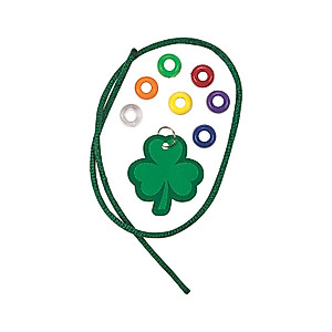 Fun Express Rainbow Shamrock Charm Bracelet Craft Kit - Makes 24 - St. Patrick's Day Crafts for Kids