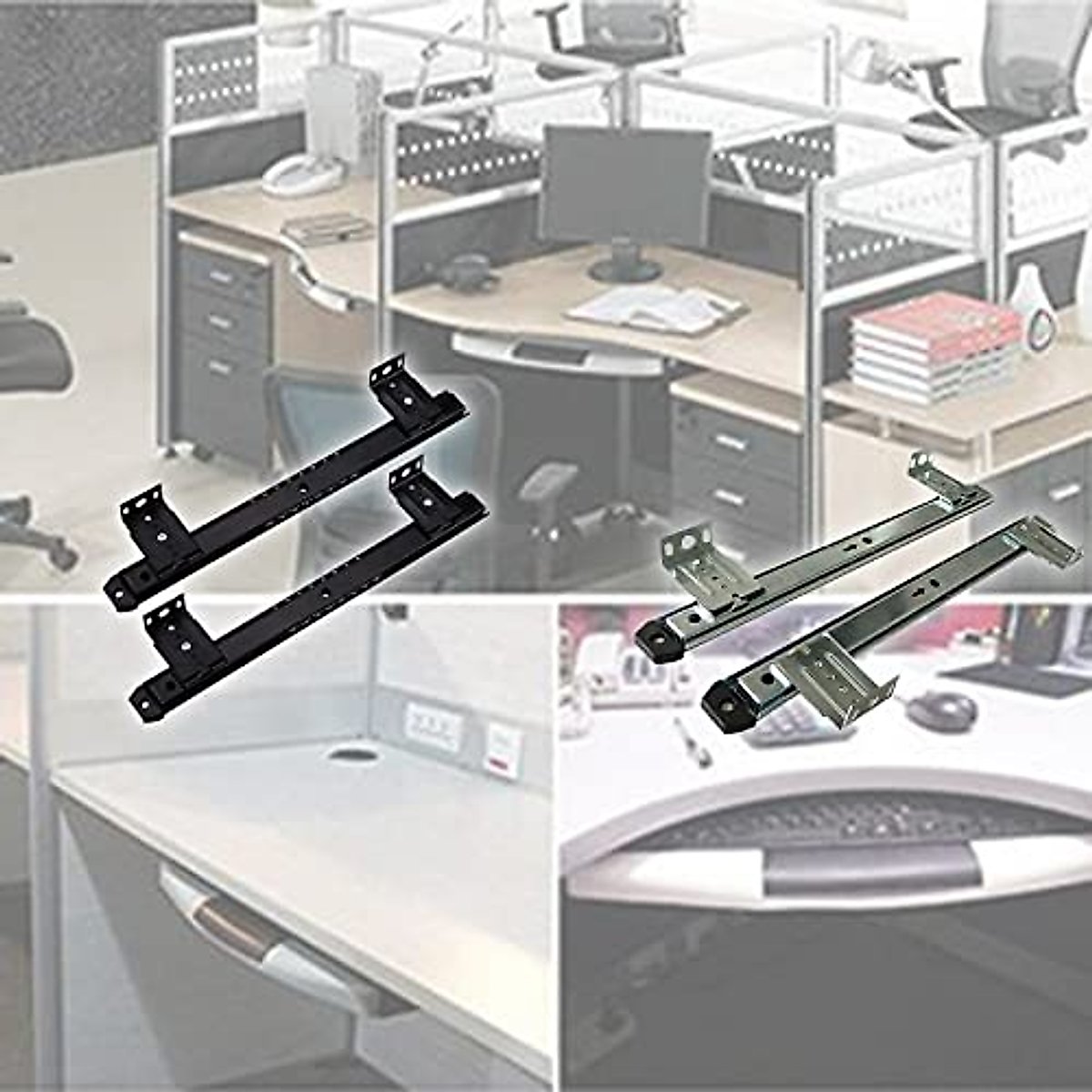 Drawer Slides 14inch Heavy Duty Metal Ball Bearing Slides Rails - for Under Table Keyboard Shelf Runners, Keyboard Tray Guides, Cabinet Furniture Slides, Drawer Repair Kit (Color : Black, Size : 350