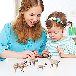 JOKFEICE Animal Figures 4pcs Plastic White Goat Animals Action Model Science Project, Learning Educational Toys, Birthday Gift, Cake Topper, for Kids