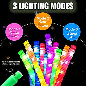 8 PCS Light Up Pop Tubes, LED Glow Sticks Party Favors for Kids 3-8-12, Fidget Stress Relief Toys, Toddlers Goodie gift Bag Stuffer Fillers,Classroom Prizes Rewards, 4th of July Party Supplies