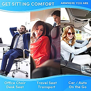 Stuffed Seat Cushion for Office Chair, Large Memory Foam Seat Cushion for Long Sitting, Butt Pillow for Lower Back, Coccyx, Tailbone Pain Relief