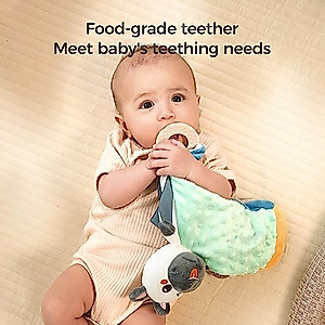 TUMAMA Baby Security Blanket Lovey,Soft Fleece Velvet Minky Dot Blanket with Stuffed Animal&Teething Rings,Newborn Essentials for Babies Girls Boys,Zebra