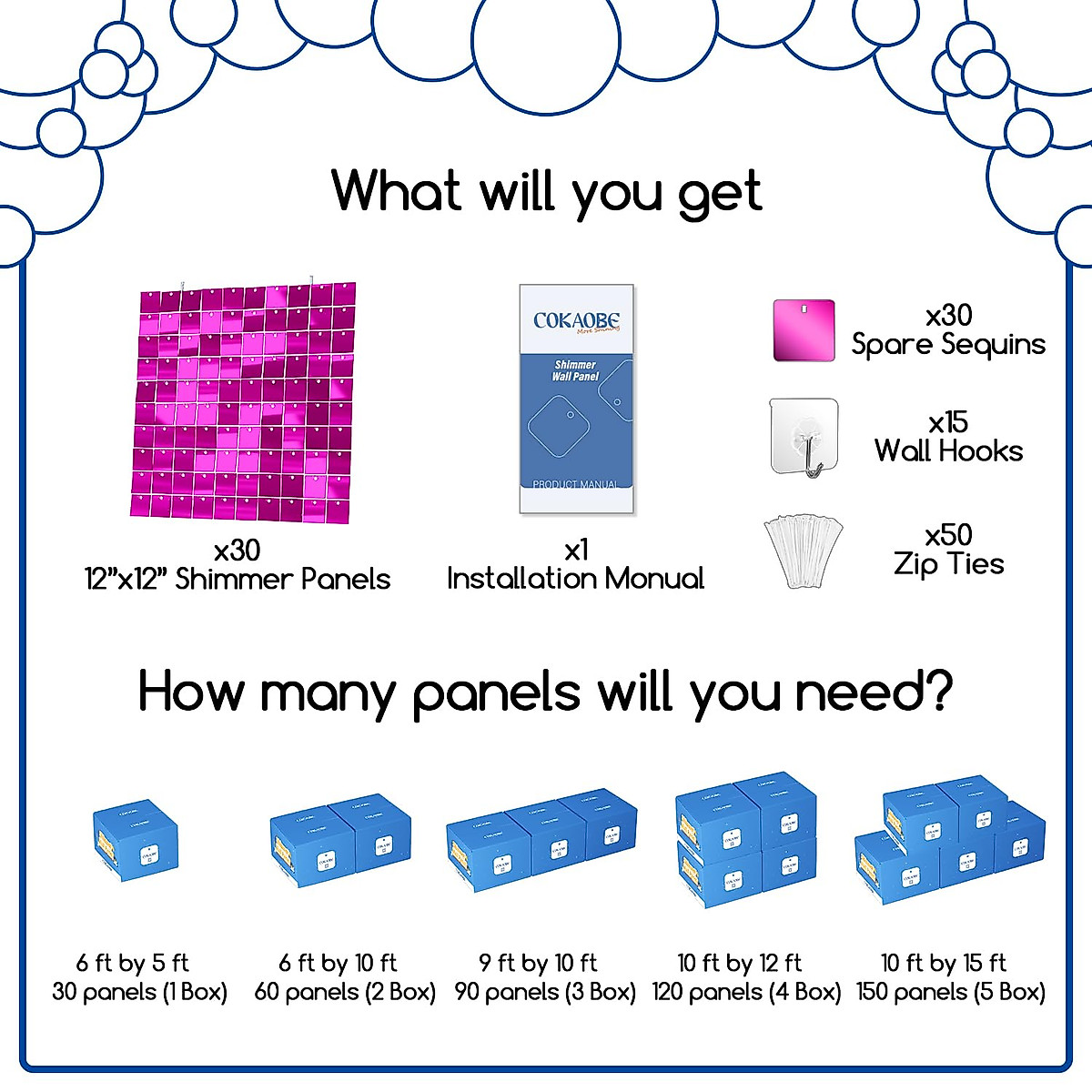 COKAOBE Hot Pink Shimmer Wall Backdrop, 30PCS Square Sequin Shimmer Backdrop Panel, Photo Backdrops for Birthday, Anniversary, Wedding, Graduation & Bachelorette Party Decoration