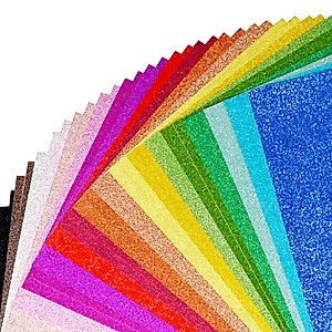 Glitter Cardstock Paper, 40 Sheets 20 Colors, Colored Cardstock for Cricut, Premium Glitter Paper for Crafts, A4 Glitter Card Stock for DIY Projects, Sparkly Paper for Card Making, 250 GSM