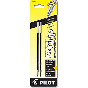 Pilot Dr. Grip Ballpoint Ink Refill, 2-Refills for Retractable Pens, Fine Point, 6-Pack, Black Ink (77210)