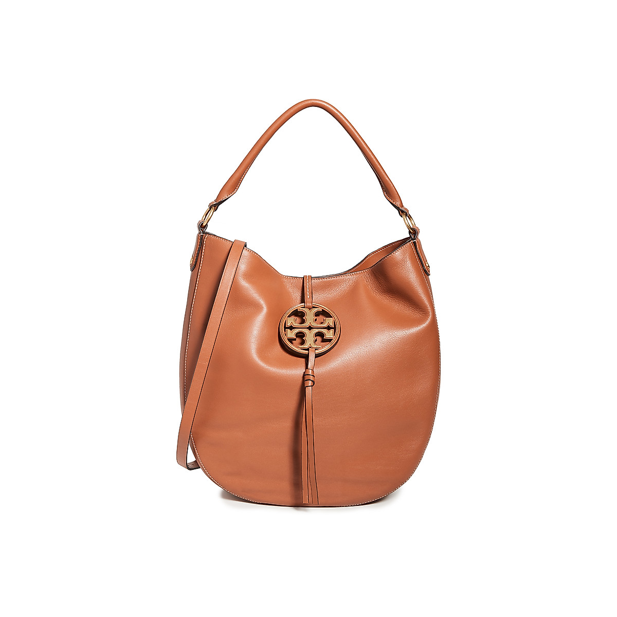 Tory Burch Women's Miller Metal Slouchy Hobo Bag, Aged Camello, Tan, One Size