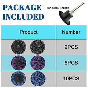TSOAPX 21PCS Quick Change Easy Strip Discs Set, 2 Inch Sanding Discs with 1/4" Disc Pad Holder for Die Grinder Surface Strip Grind Polish Paint Rust and Oxidation Cleaning Removal