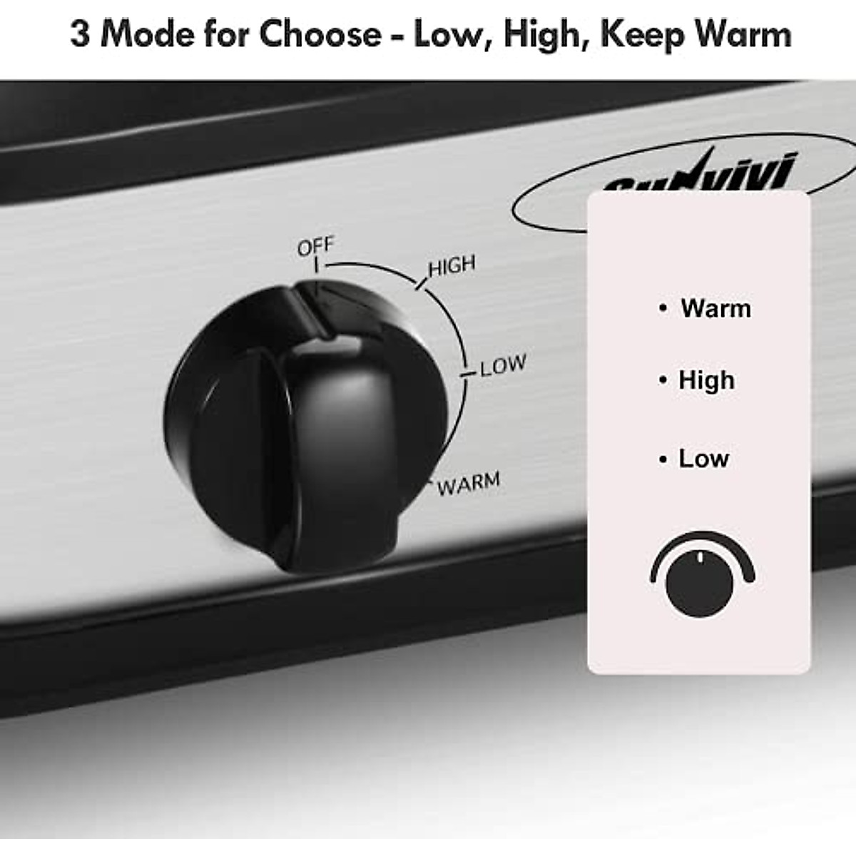 Dual Slow Cooker, Buffet Servers and Warmers with 2 X 1.25Qt, Tempered glass lids and Lid Rests, 3 Adjustable Temp, Stainless Steel