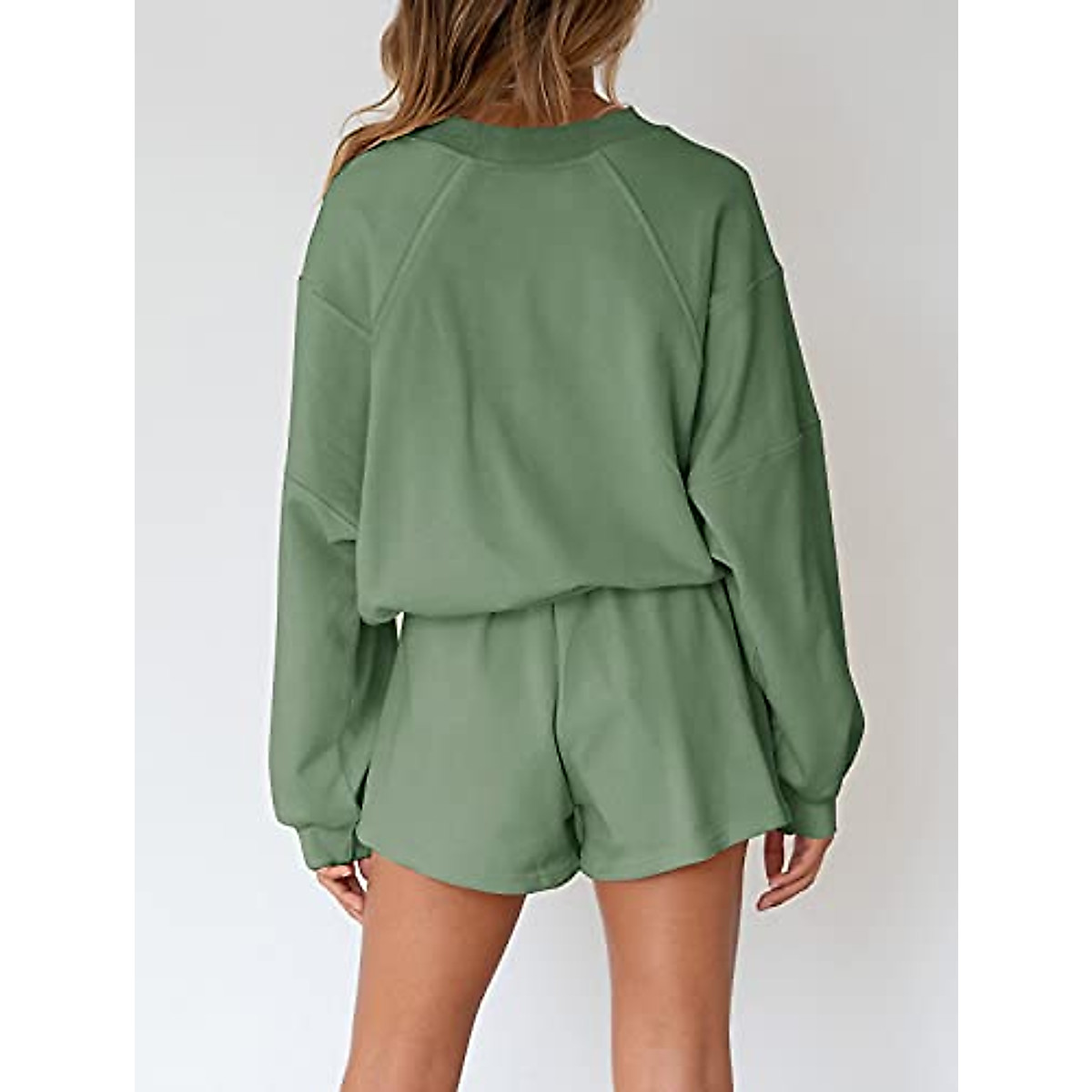 MEROKEETY Women's 2023 Fall Oversized Batwing Sleeve Lounge Sets Casual Top and Shorts 2 Piece Outfits Sweatsuit