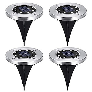 Achbeah Solar Ground Lights, 8LED Warm White Solar Garden Lights Outdoor Waterproof Sidewalk Disk Bright In-Ground Landscape Lighting for Lawn Patio Pathway Yard Steps Deck Walkway Light (4 Packs)