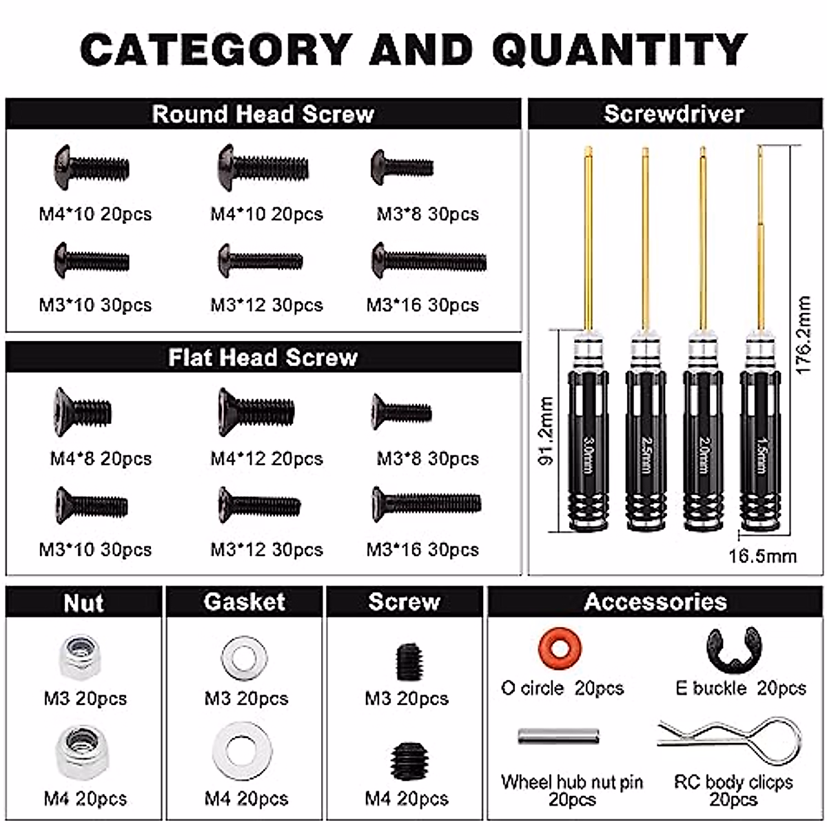 AIMROCK RC Car Repair Work Stand 360° Rotation Lift/Lower 520P RC Screw Fastener Box 4P RC Hex Screwdriver Tool Kit for 1/8 Buggy 1/10 1/12 1/16 RC Drift Car Monster Truck Crawler (Black)